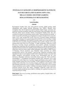 PENINGKATAN KEMAMPUAN BERPIKIR KRITIS MATEMATIS DAN SELF-REGULATED LEARNING SISWA SMA MELALUI ...